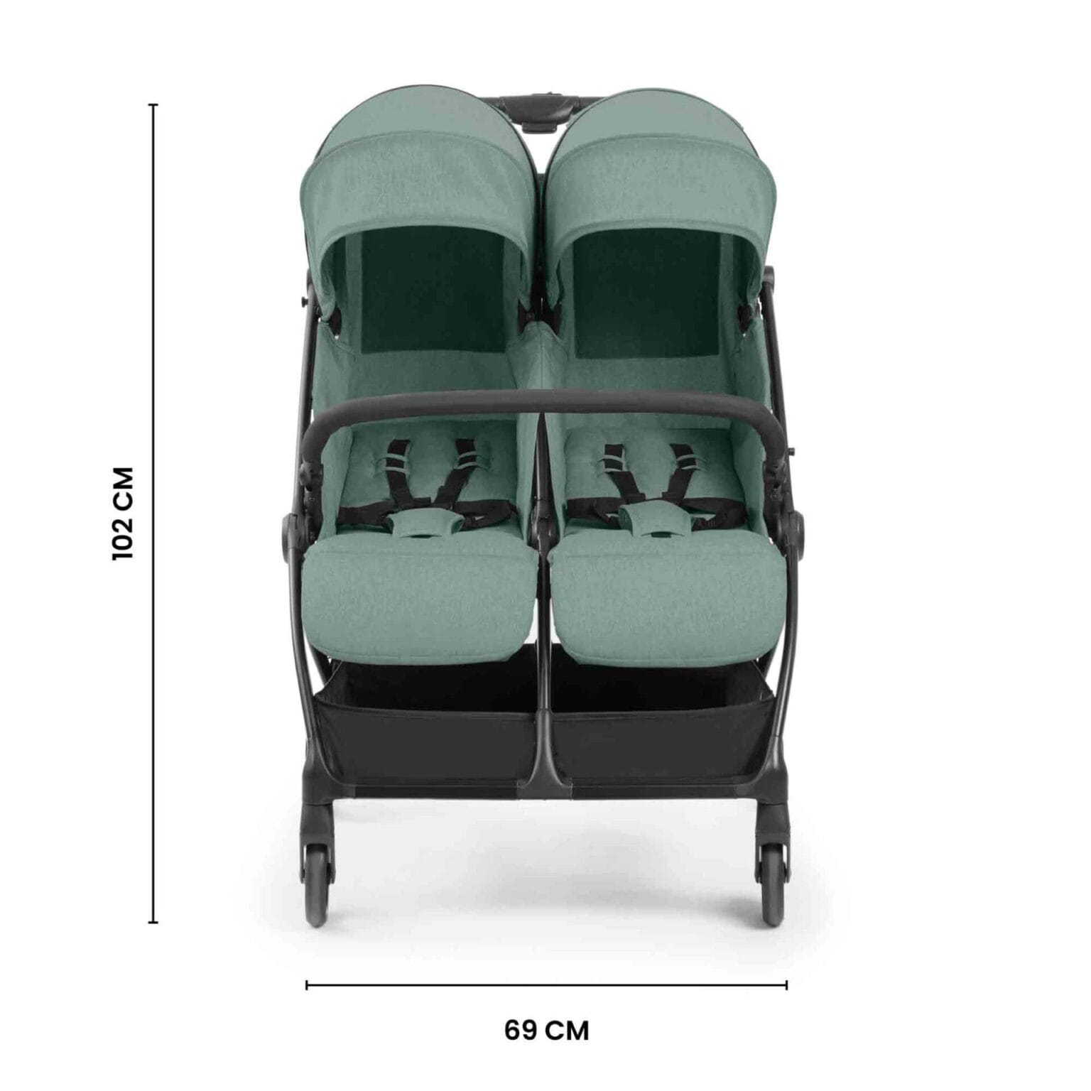 Ickle Bubba Aries Double Auto-Fold Stroller – Sage Green – Babyland